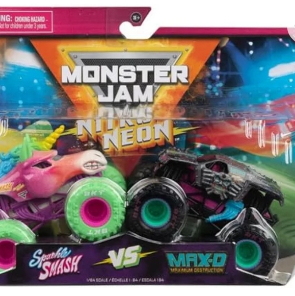 Spin Master | Toys | Monster Jam Nitro Neon Sparkle Smash Vs Maxd 64 ...